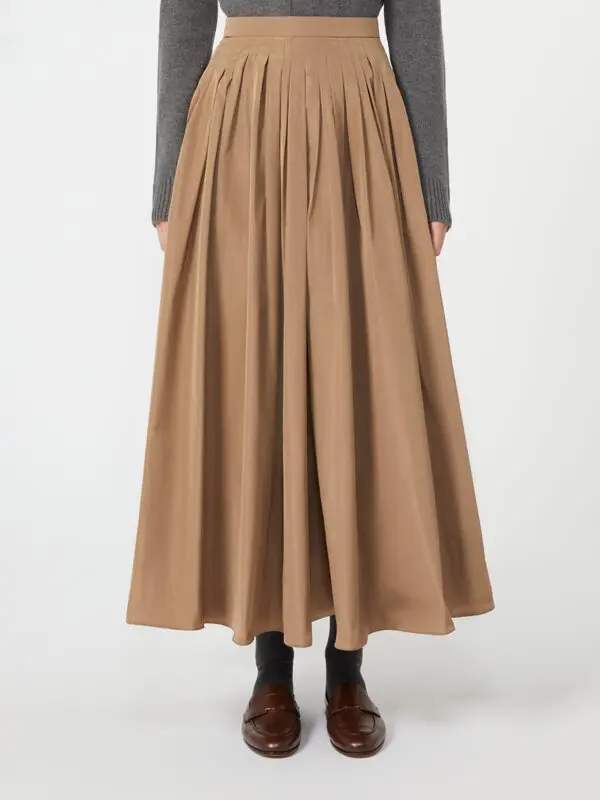 Max Mara Pleated Taffeta Flared Skirt
