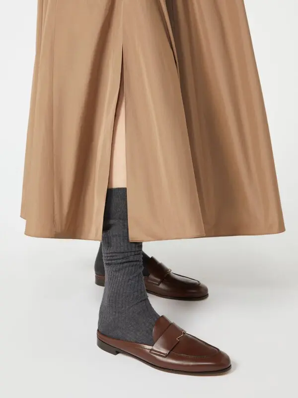 Max Mara Pleated Taffeta Flared Skirt
