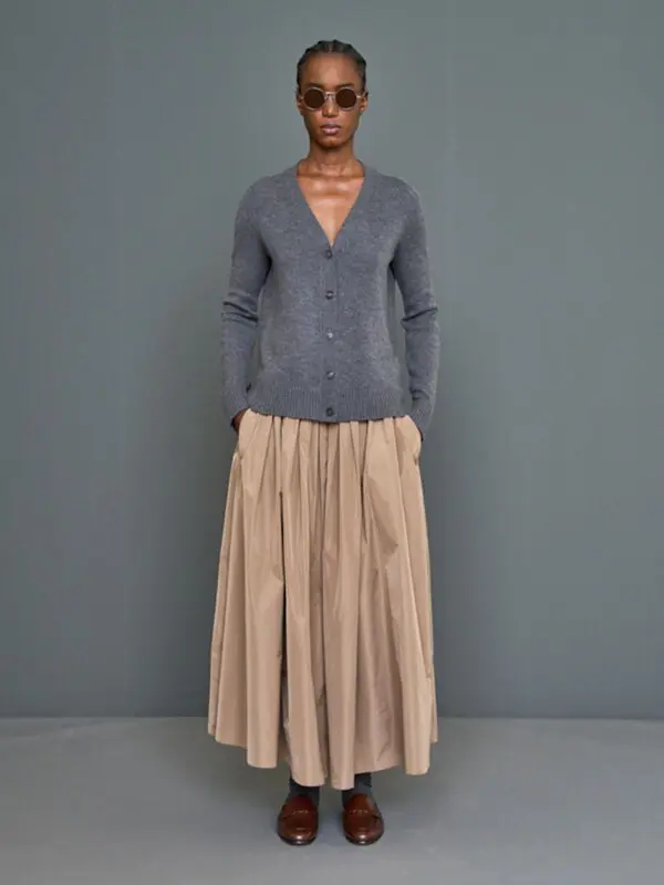 Max Mara Pleated Taffeta Flared Skirt