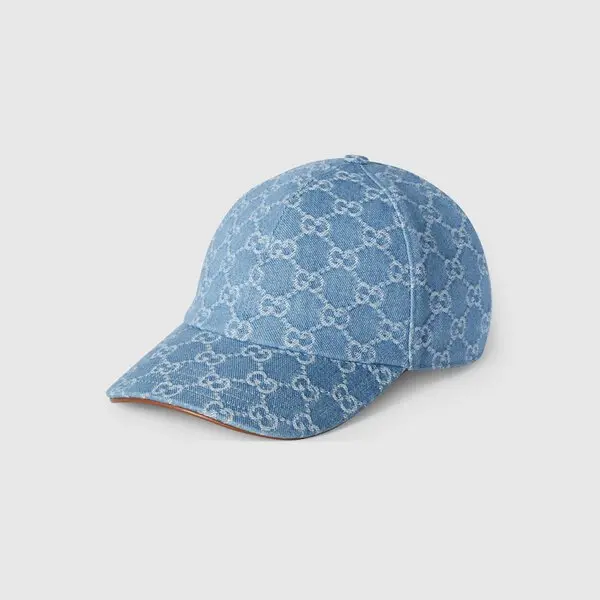 Gucci Gg Denim Baseball Hat With Horsebit - Blue