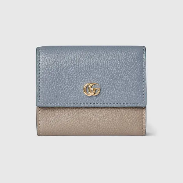 Gucci Bi-color Gg Marmont Mini Wallet Leather - Grey