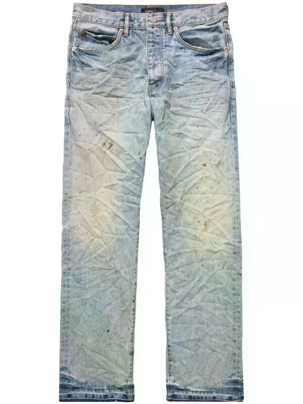 PURPLE BRAND Crinkled Straight-leg Jeans - Blue