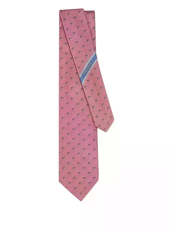 FERRAGAMO Gancini Silk Tie - Pink