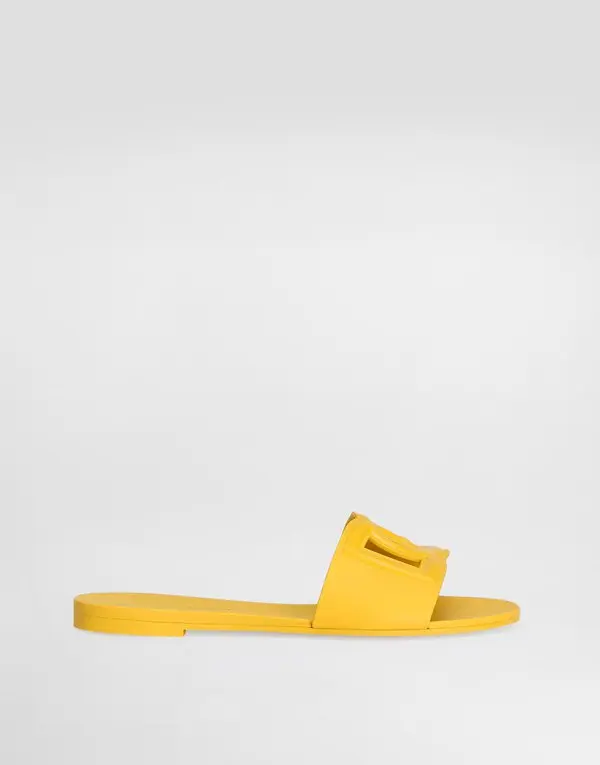 Dolce & Gabbana Dg Logo Rubber Slides - Yellow
