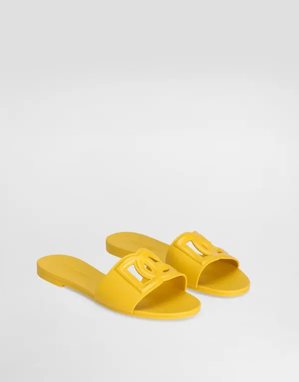 Dolce & Gabbana Dg Logo Rubber Slides - Yellow