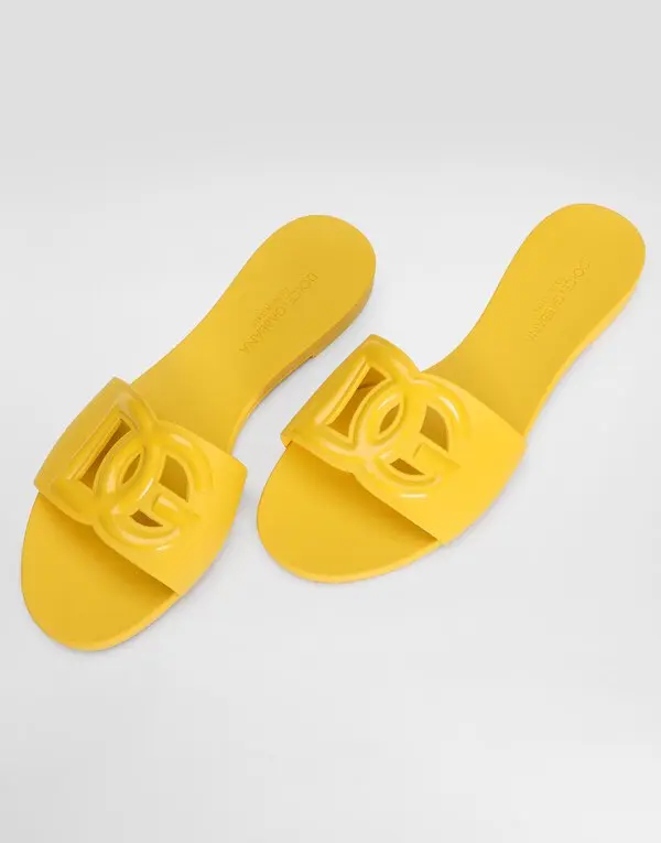 Dolce & Gabbana Dg Logo Rubber Slides - Yellow