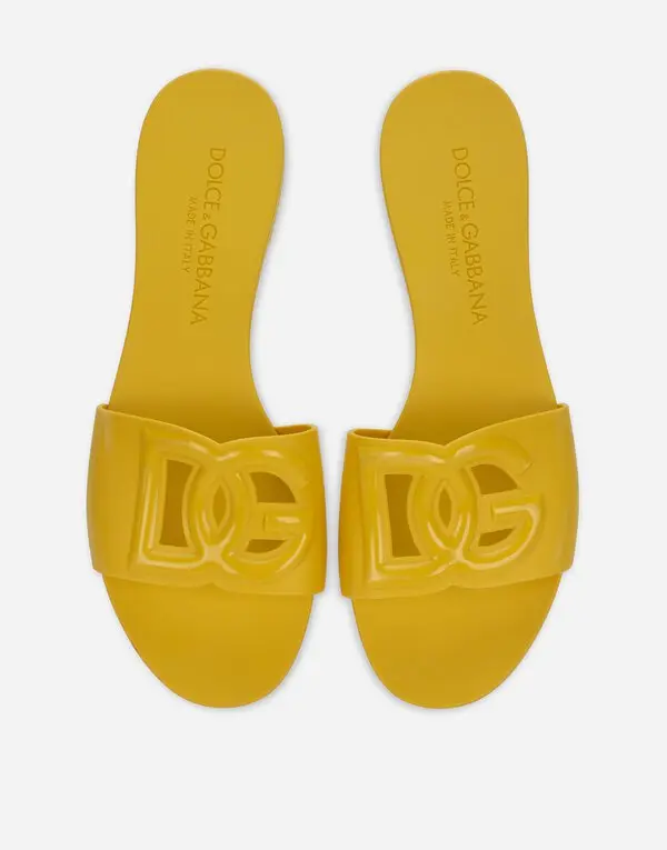 Dolce & Gabbana Dg Logo Rubber Slides - Yellow