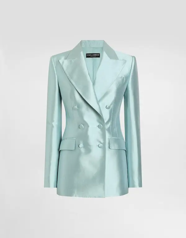Dolce & Gabbana Double-breasted Shantung Silk Jacket - Blue