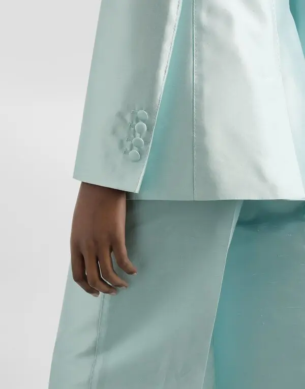 Dolce & Gabbana Double-breasted Shantung Silk Jacket - Blue