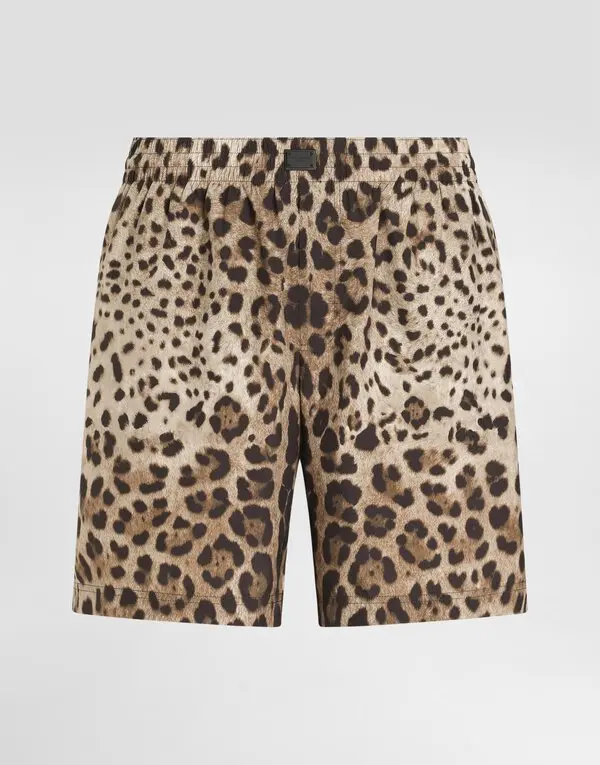 Dolce & Gabbana Mid-length Leopard- Swim Trunks