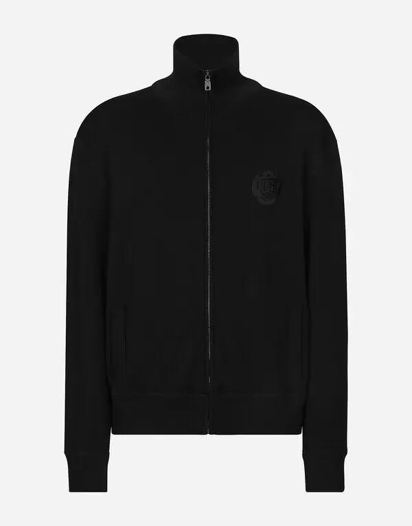Dolce & Gabbana Cashmere And Silk Zip-up Sweatshirt With Dg Patch