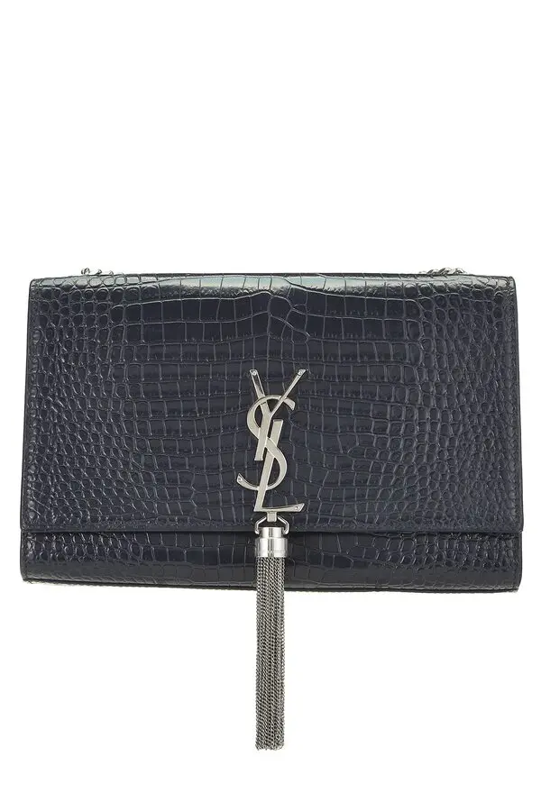 Saint Laurent Kate Tassel Embossed Bag - Navy