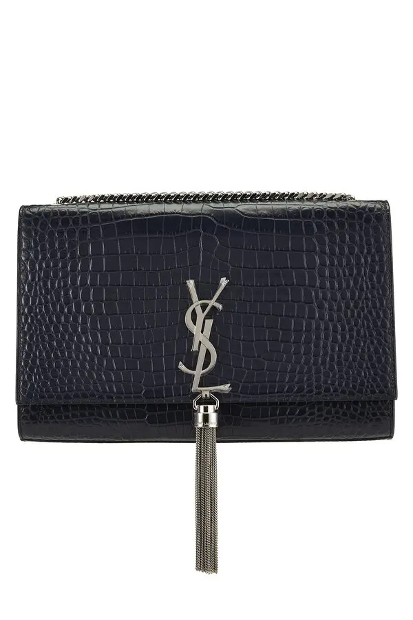 Saint Laurent Kate Tassel Embossed Bag - Navy