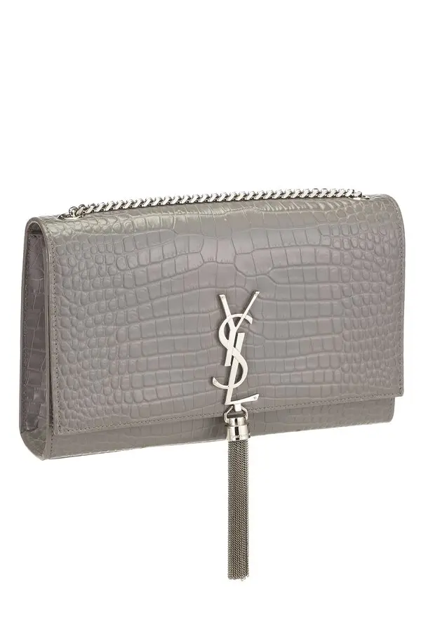 Saint Laurent Embossed Kate Tassel Bag - Grey