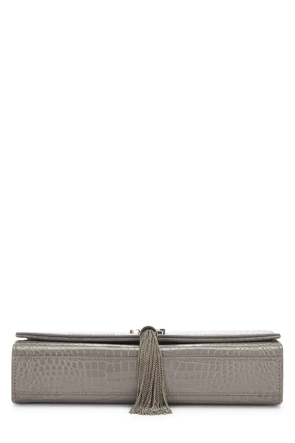 Saint Laurent Embossed Kate Tassel Bag - Grey