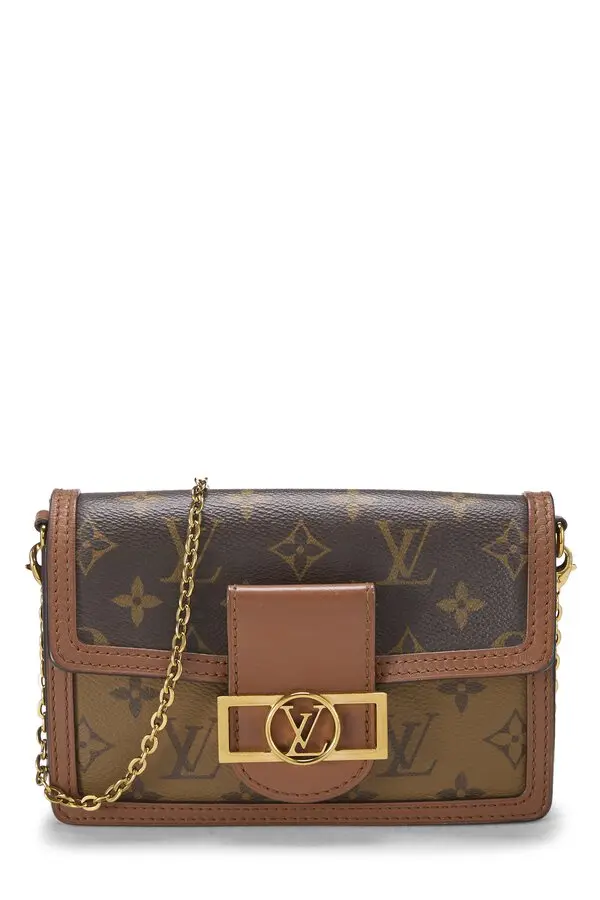LOUIS VUITTON Monogram Reversed Dauphine Chain Wallet - Brown