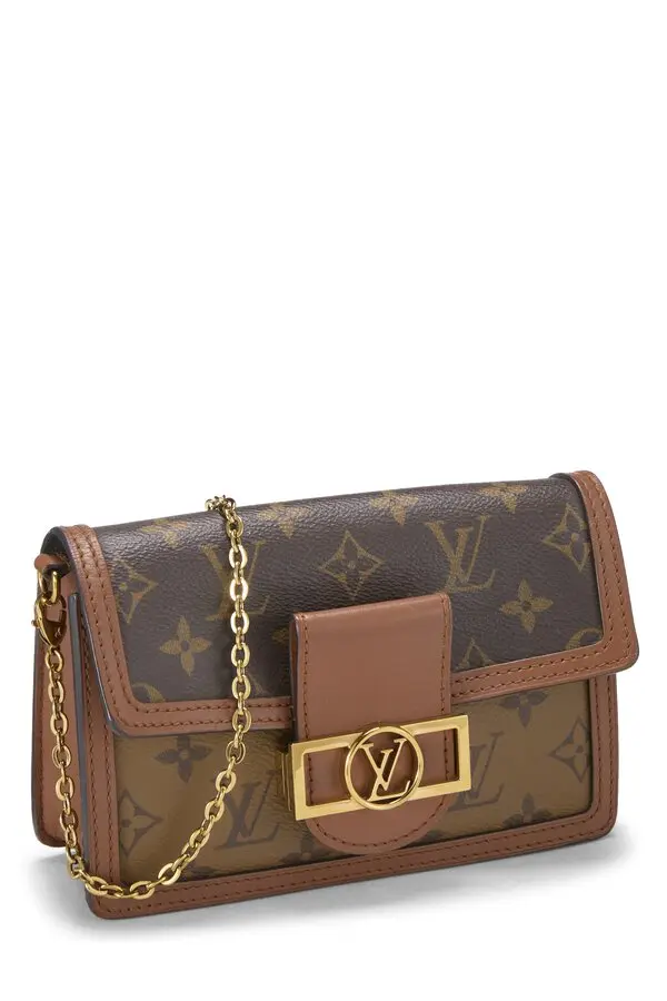 LOUIS VUITTON Monogram Reversed Dauphine Chain Wallet - Brown