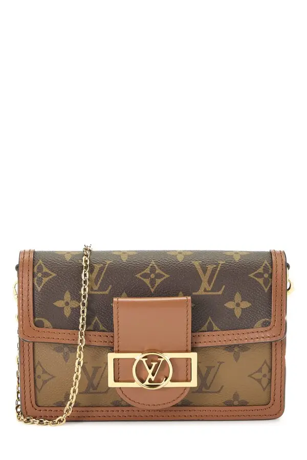 LOUIS VUITTON Monogram Reversed Dauphine Chain Wallet - Brown
