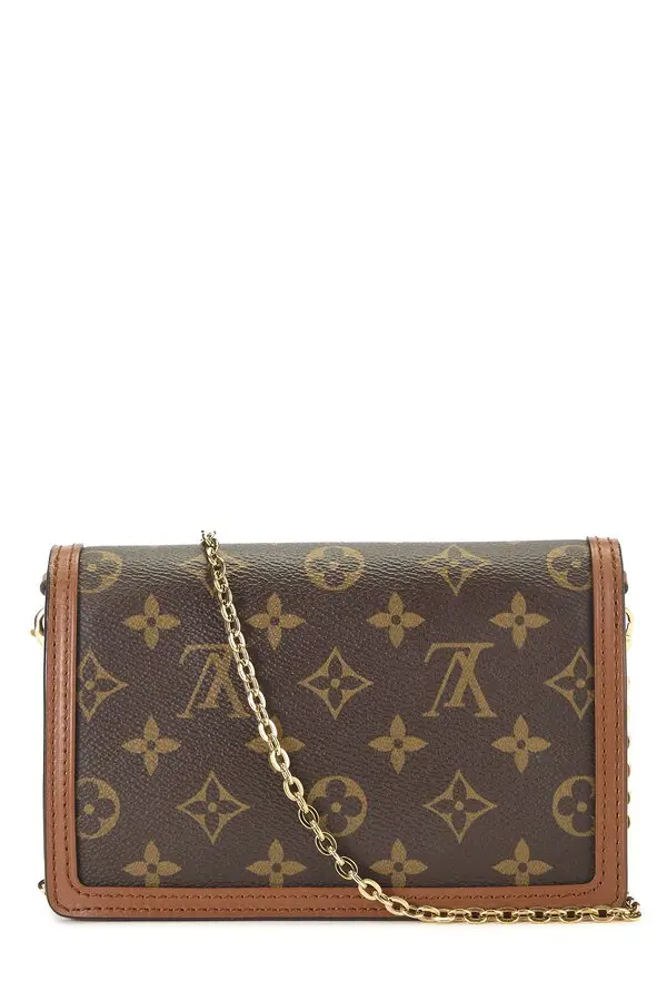 LOUIS VUITTON Monogram Reversed Dauphine Chain Wallet - Brown