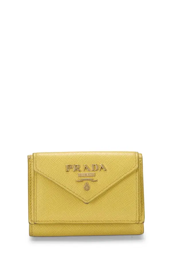 Prada Saffiano Compact Wallet - Yellow