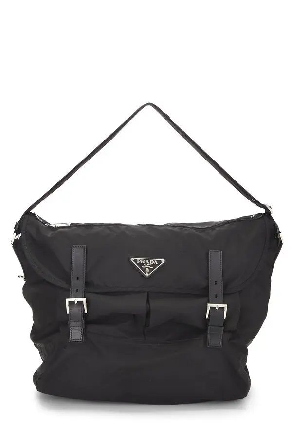 Prada Nylon Double Buckle Flap Messenger Bag