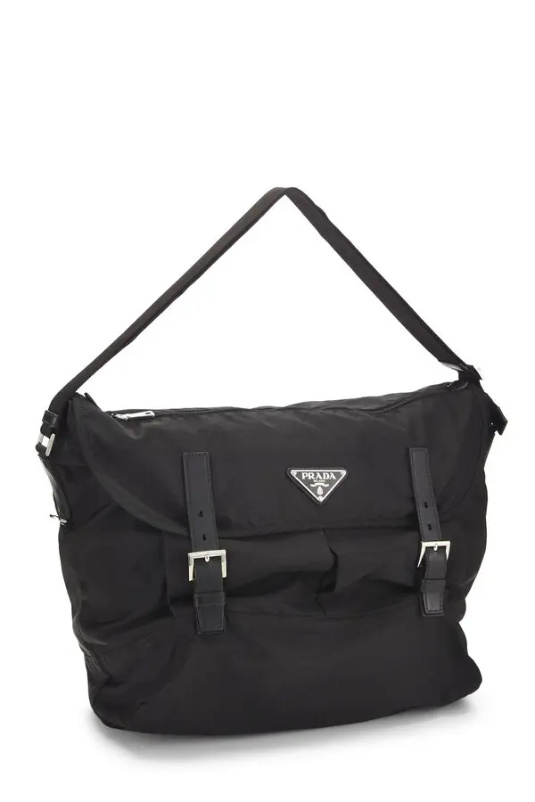 Prada Nylon Double Buckle Flap Messenger Bag