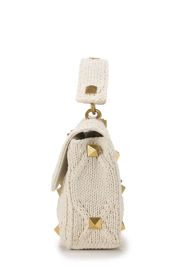 Valentino Garavani Knit Roman Stud Top Handle Bag