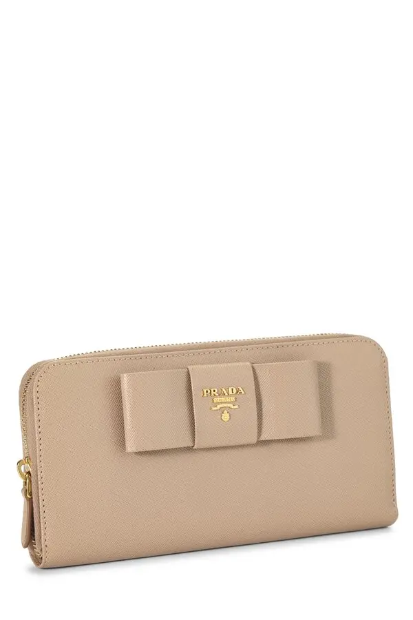 Prada Saffiano Bow Zip Around Wallet