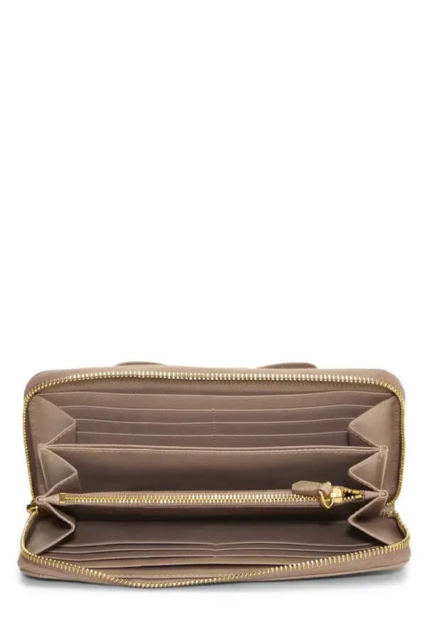 Prada Saffiano Bow Zip Around Wallet