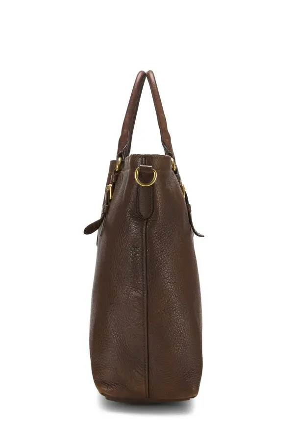 Prada Vitello Daino Convertible Tote - Brown