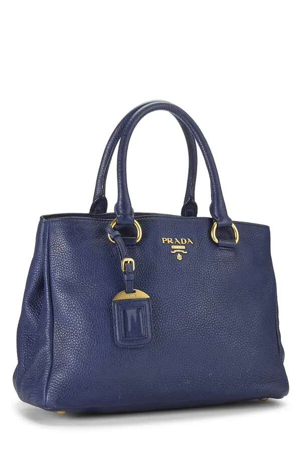Prada Vitello Daino Convertible Tote - Blue