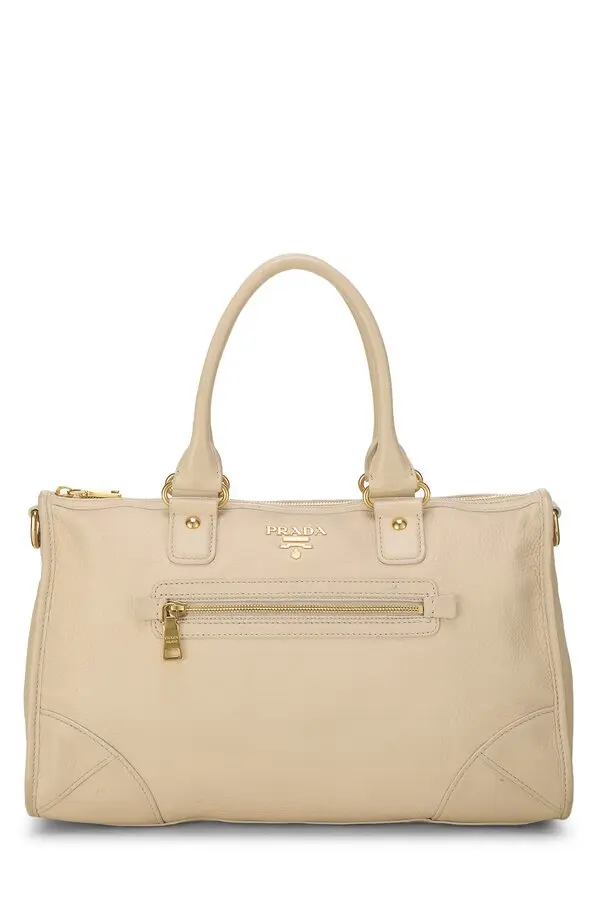 Prada Vitello Daino Convertible Zip Handbag