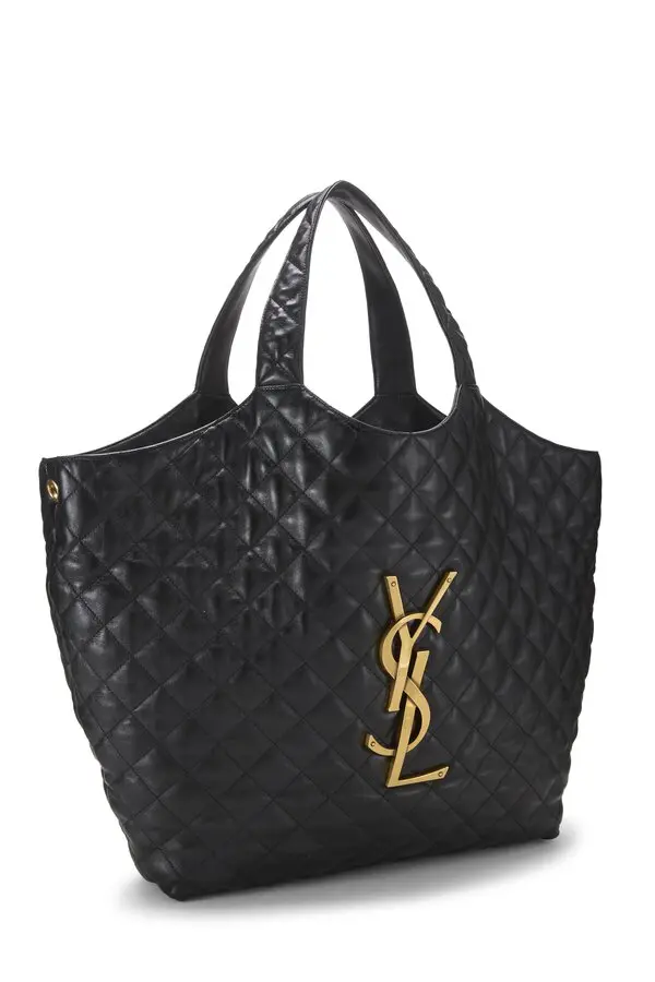 Saint Laurent Lambskin Icare Shopping Tote - Black