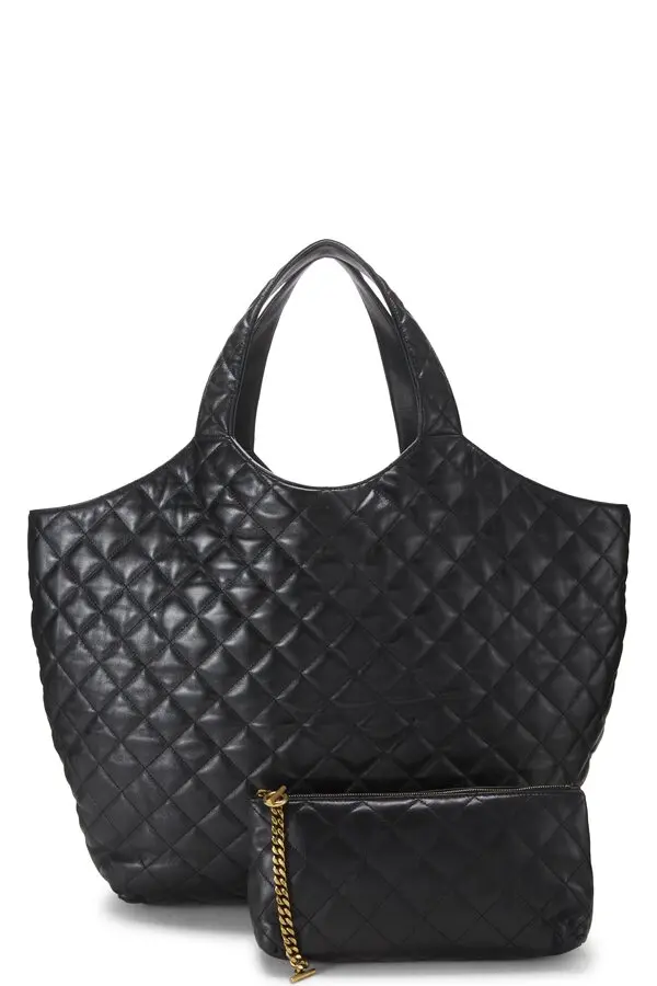 Saint Laurent Lambskin Icare Shopping Tote - Black