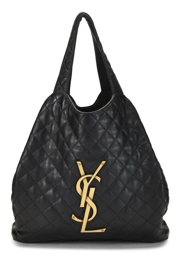 Saint Laurent Lambskin Icare Shopping Tote - Black