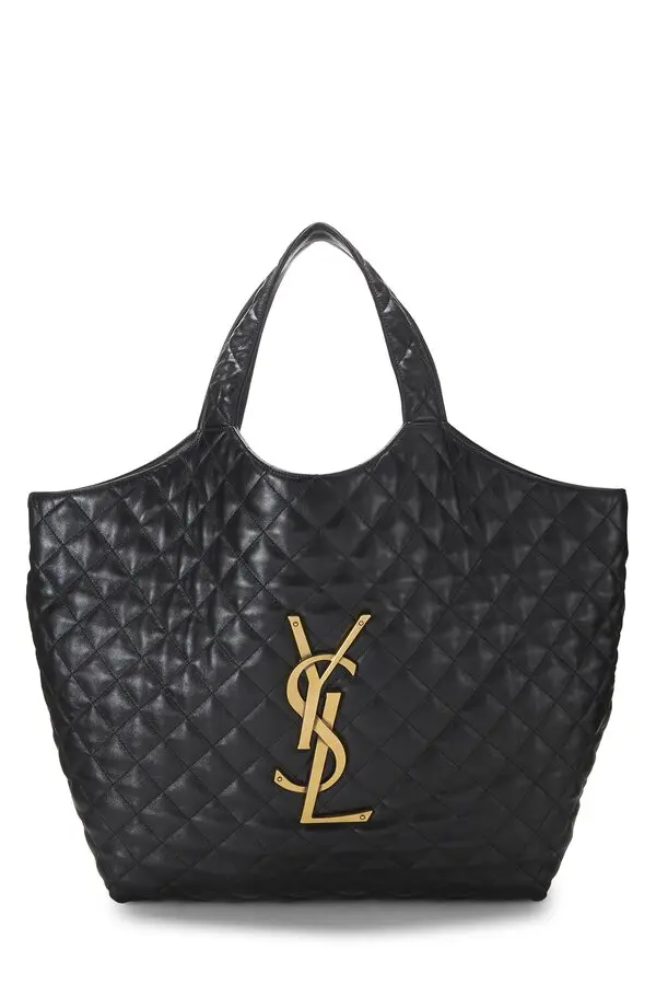 Saint Laurent Lambskin Icare Shopping Tote - Black