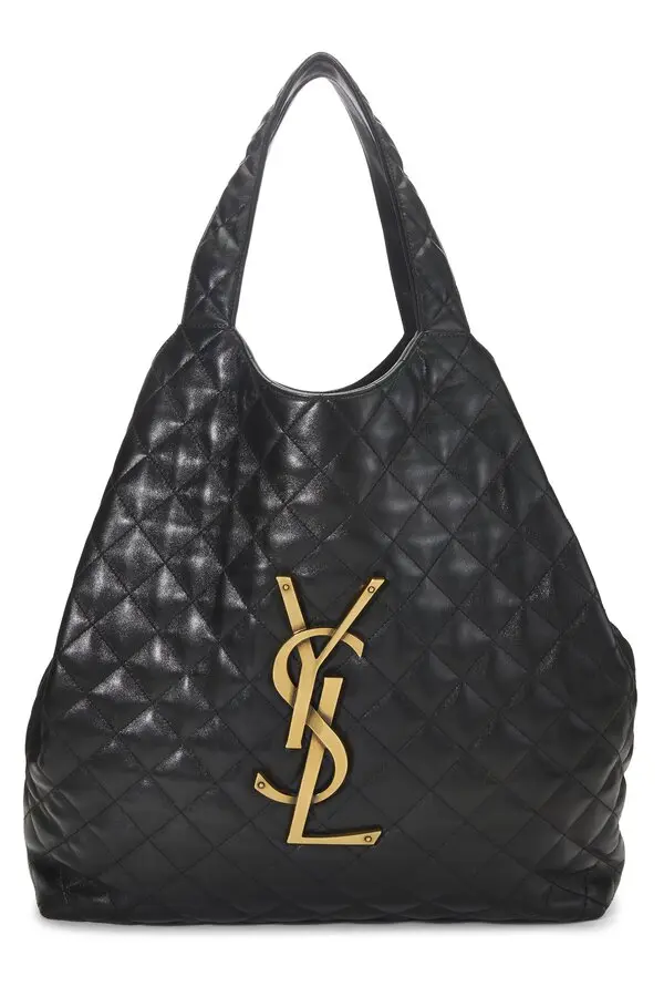 Saint Laurent Lambskin Icare Shopping Tote - Black