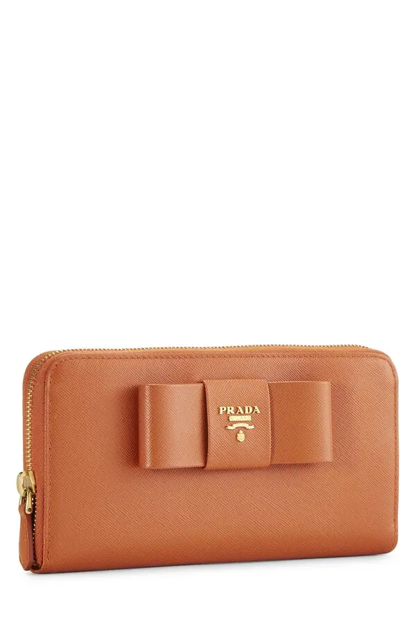 Prada Saffiano Bow Zip Around Wallet