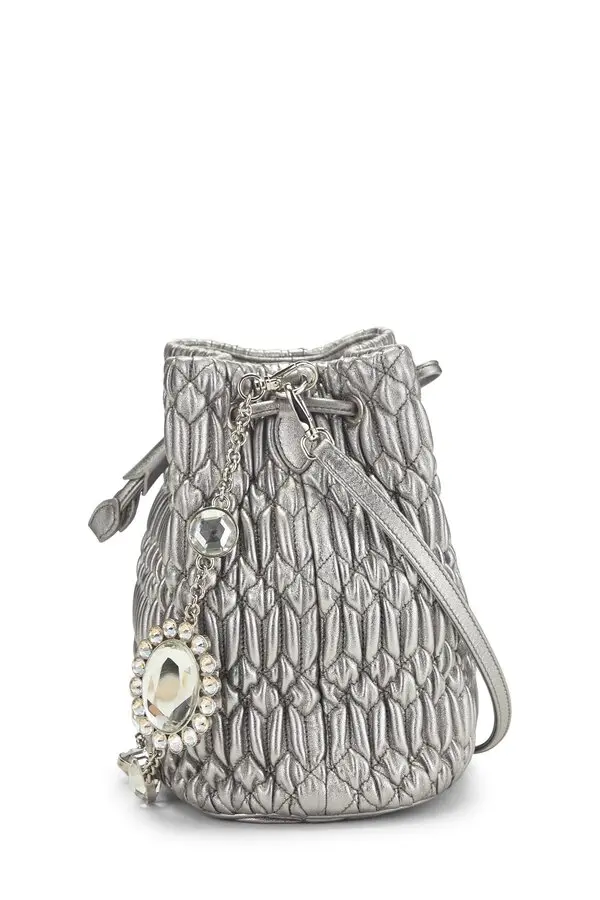 Miu Miu Nappa Crystal Drawstring Bucket Bag