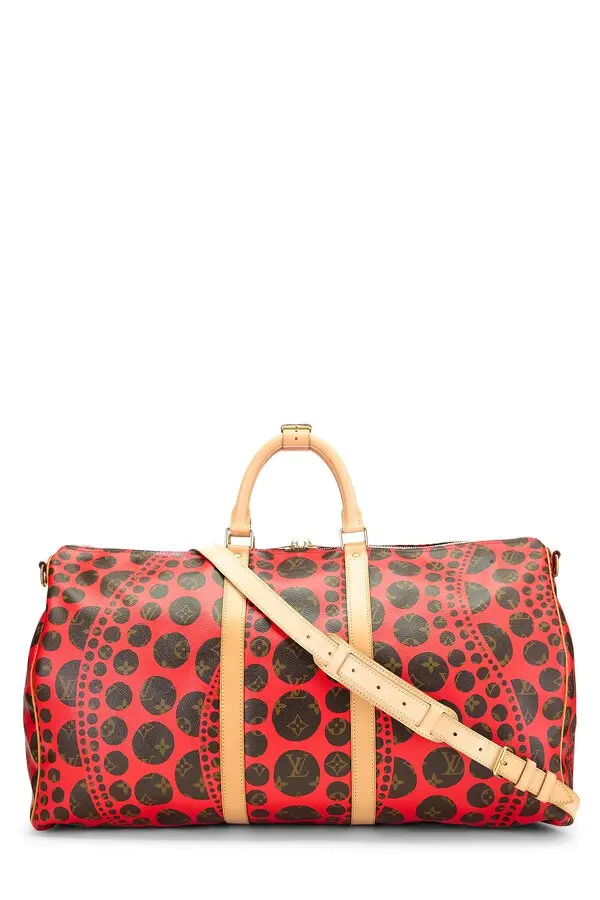 LOUIS VUITTON Yayoi Kusama X Infinity Dots Keepall Bandouliere 55 - Red