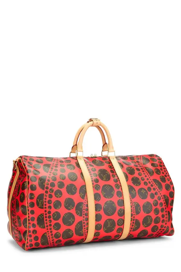 LOUIS VUITTON Yayoi Kusama X Infinity Dots Keepall Bandouliere 55 - Red