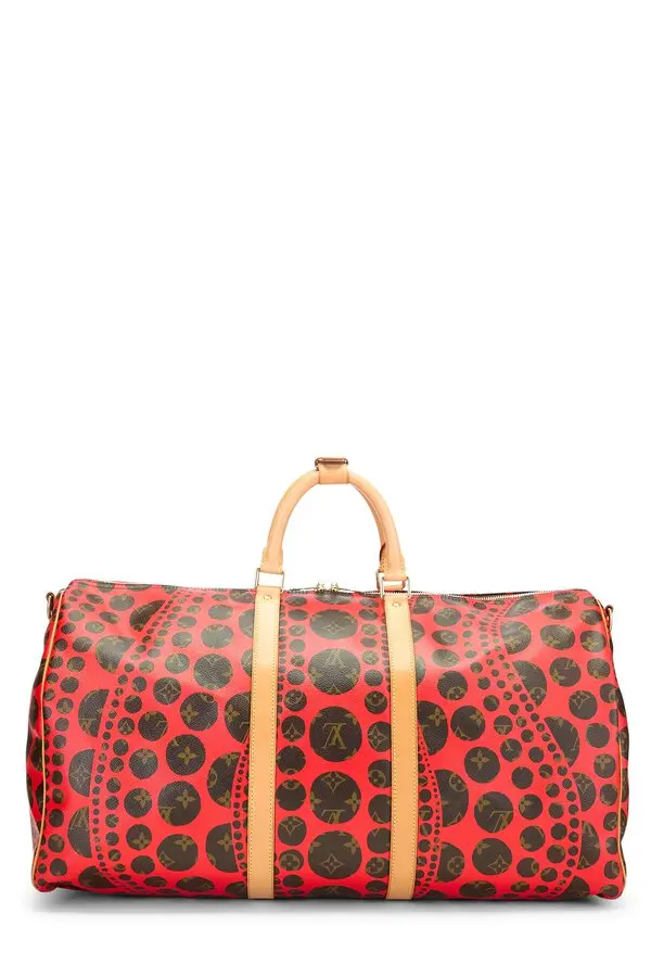 LOUIS VUITTON Yayoi Kusama X Infinity Dots Keepall Bandouliere 55 - Red