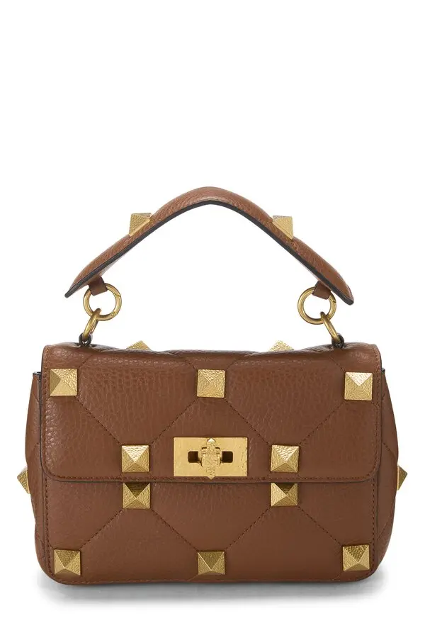 Valentino Garavani Leather Roman Stud Top Handle Bag