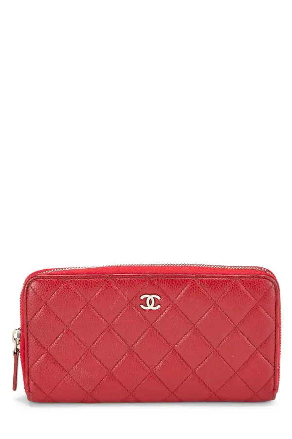 Chanel Caviar 'cc' Zip Around Wallet - Red