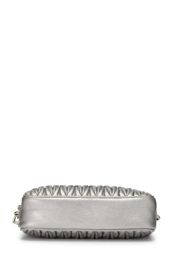 Miu Miu Nappa Double Zip Camera Crossbody Bag - Silver