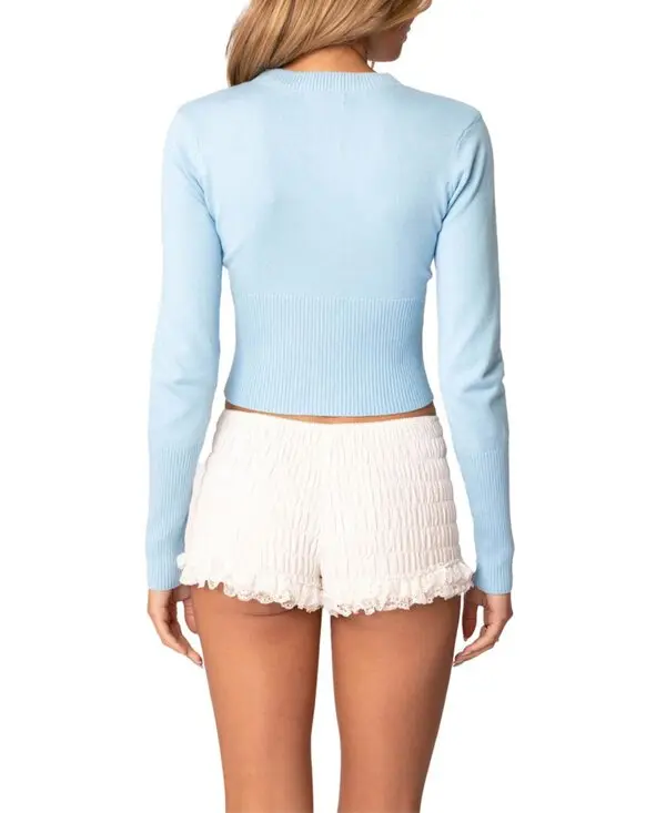 EDIKTED Alaina Button-front Cardigan - Light Blue
