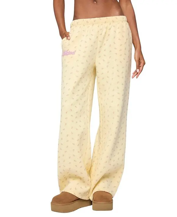 EDIKTED Flower Power Sweatpants - Yellow
