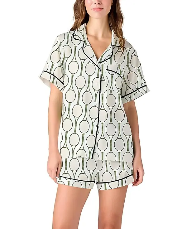 KATIE KIME Tennis Time Pajama Shorts Set - Green