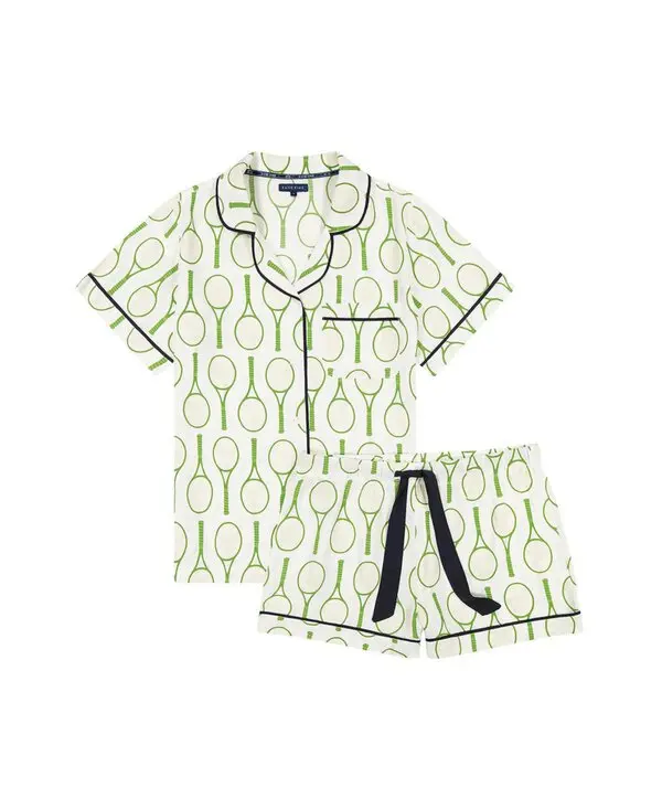 KATIE KIME Tennis Time Pajama Shorts Set - Green