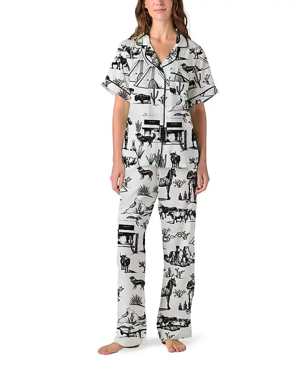 KATIE KIME Marfa Toile Pajama Pants Set - Black White